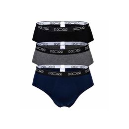Slip HOM "Slip HOM Boxerlines 2 3er Pack", Herren, Gr. M, bunt (schwarz, grau, blau), Obermaterial: 95% Baumwolle CO. 5% Elasthan EL., Unterhosen Slip