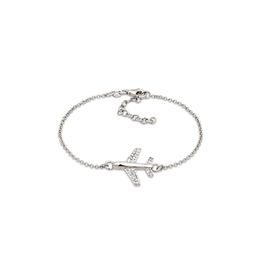 Armkette Elli "Armband Flugzeug Wei&szlig; 925 Sterling Silber, mit Kristallen von Swarovski" Gr. 16, silber, Armb&auml;nder, Damen, Silber 925 (Sterlingsilber), Armkette