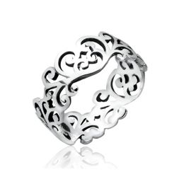 Silberring Elli "Ring Ornament Cut Out Bl&auml;tter 925 Silber" Gr. 54, grau, Fingerringe, Damen, 54, Silber 925 (Sterlingsilber), Silberring
