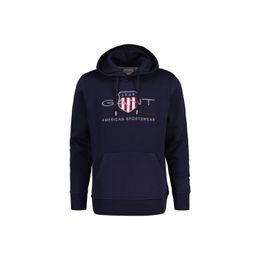 Sweatshirt Gant "Sweatshirt REGULAR ARCHIVE SHIELD HOODIE", Herren, Gr. S, blau, Obermaterial: 78% Baumwolle CO. 22% Polyester PES., Sweatshirts Sweatshirt