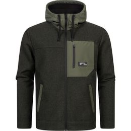 Kapuzensweatjacke Ragwear "Fleecejacke Brodney", Herren, Gr. M, gr&uuml;n (schwarz olive), Obermaterial: 100% Polyester PES. Futter: 100% Polyester PES., Sweatjacken Kapuzensweatjacke