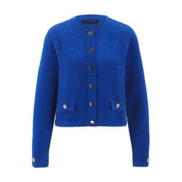 Strickjacke Betty Barclay "Casual-Strickjacke mit Knopfleiste", Damen, Gr. 46, blau (adria), Obermaterial: 55% Polyester PES. 45% Polyamid PA., Strickjacken Strickjacke