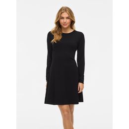 Strickkleid Vila "VICOMFY A-LINE O-NECK KNIT DRESS - NOOS", Damen, Gr. XS, N-Gr, schwarz, Feinstrick, Obermaterial: 51% Viskose, 27% Polyester, 22% Polyamid, unifarben, regular fit kniefrei, Rundhals, Kleider Strickkleid, Materialmix, normal geschnitten
