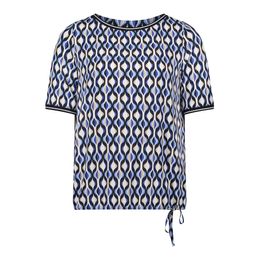 Rundhalsshirt Betty Barclay "Casual-Shirt mit Tunnelzug", Damen, Gr. 46, blau (blau, wei&szlig;), Obermaterial: 95% Viskose CV. 5% Elasthan EL., Shirts Rundhalsshirt