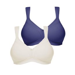 B&uuml;gelloser BH SuSa "2er Pack BH ohne B&uuml;gel Topsy", Damen, Gr. 85, Cup B, bunt (marine, champagner), Stoff, Obermaterial: 83% Polyester PES. 17% Elasthan EL., BHs B&uuml;gelloser BH