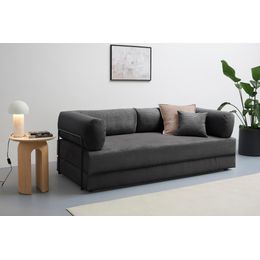 Schlafsofa HOMSY BY ANA JOHNSON "Folda, Dauerschl&auml;fer, Breite 206 cm, Liegefl&auml;che 181x198 cm", anthrazit, B:206cm H:72cm T:94cm, Sofas, Schlafsofa, mit Bett-/Schlaffunktion, Tonnentaschenfederkern mit Boxspringaufbau
