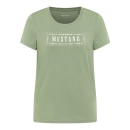 Kurzarmshirt Mustang "Damen Style Alma", Damen, Gr. M, gr&uuml;n, Jersey, 100% Baumwolle, Rundhals, Shirts Kurzarmshirt