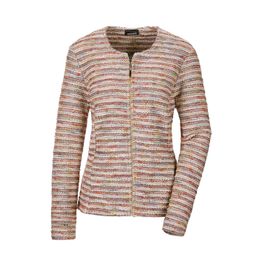 Kurzjacke GOLDNER "Kurzgr&ouml;&szlig;e Boucl&eacute;-Jacke mit Multicolor-Design", Damen, Gr. 24, bunt (bunt, gemustert), Obermaterial: 55% Baumwolle CO. 37% Polyester PES. 8% Viskose CV., figurumspielend, Gerade, Jacken Kurzjacke, dekorativer GOLDNER RV