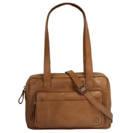 Umh&auml;ngetasche Bodenschatz, Damen, Gr. B/H/T: 30cm x 19cm x 7cm onesize, cognac, Leder, leicht gl&auml;nzend, unifarben, Taschen Umh&auml;ngetasche, echt Leder