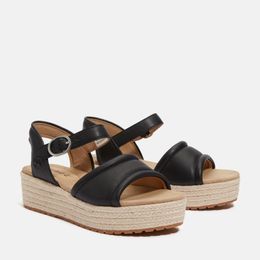 Sandale Timberland "SANTORINI SUN BACKSTRAP SANDAL", Damen, Gr. 37, schwarz (blk full gra), Leder, Schuhe Sandale
