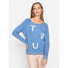 Rundhalspullover Heine "Pullover", Damen, Gr. 42, blau (himmelblau, wei&szlig;, gemustert), 67% Viskose, 29% Polyamid, 3% Polyester, 1% metallisierte Fasern, gemustert, unifarben, Pullover Rundhalspullover