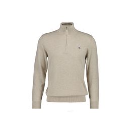 Sweater Gant "Strickpullover CLASSIC COTTON HALF ZIP", Herren, Gr. 4XL, beige (beige oat melange), Obermaterial: 100% Baumwolle CO., Sweatshirts Sweater
