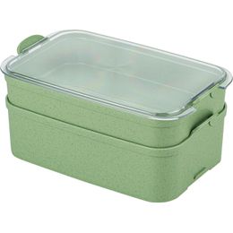 Koziol Stakk Bentobox 2 Lunchboxset 3 teilig mit 2 Boxen / 1 Deckel 2 Liter nature leaf green/crystal clear - Lebensmittelbeh&auml;lter / Vorratsdosen