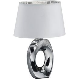 REALITY LEUCHTEN Schreibtischlampe "Taba", silber (silberfarben), 1, H: 33cm, 1 Stk., Leuchten, E14 Tischleuchte mit Keramikfu&szlig; und Stoffschirm, Schreibtischlampe