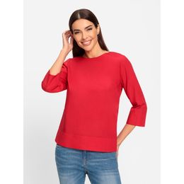 Schlupfbluse Heine, Damen, Gr. 42, rot, 100% Baumwolle, unifarben, Rundhals, Blusen Schlupfbluse