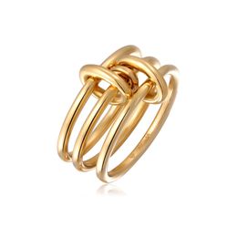 Silberring Elli "Ring Bandring Stapellook 925 Sterling Silber" Gr. 58, gold, Fingerringe, Damen, 58, Silber 925 (Sterlingsilber), Silberring
