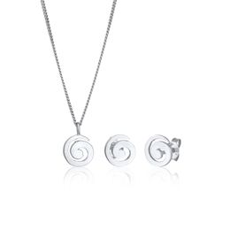 Ohrring und Ketten Set Elli "Schmuckset Spirale Verspielt Basic Set 925 Silber" Gr. 45, silber, Schmuck_Sets, Damen, Blacklist, Silber 925 (Sterlingsilber), Ohrring und Ketten Set