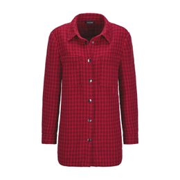 Kurzjacke GOLDNER "L&auml;ssige Longjacke mit Pepitamuster", Damen, Gr. 52, rot (dunkelrot), Obermaterial: 100% Polyester PES., gerade, Jacken Kurzjacke, Pepitamuster