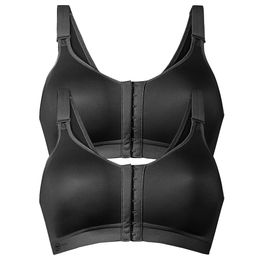 Sport-BH Anita "Sport BH mit Vorderverschluss Frontline Open", Damen, Gr. 80, Cup A, schwarz (schwarz schwarz), Stoff, Obermaterial: 40% Polyamid PA. 25% Polyester PES. 20% Elasthan EL. 15% Baumwolle CO., BHs Sport-BH