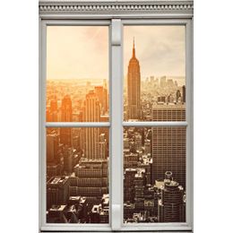 Wandsticker queence "New York", orange, B:40cm H:60cm T:0,1cm, Wandtattoos, Wandsticker, Wandsticker, Wandbild, selbstklebend, 3D, Fenster