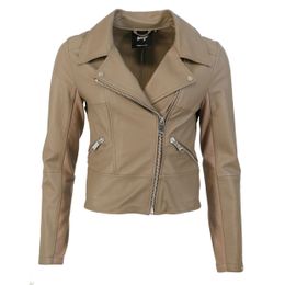 Lederjacke Maze "Lederjacke", Damen, Gr. S, grau (taupe), Obermaterial: 85% Lammleder LEL. 14% Baumwolle CO. 1% Elasthan EL. Futter: 100% Baumwolle CO., Jacken Lederjacke