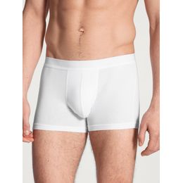Boxer Calida "Focus", Herren, Gr. XXL (58/60), wei&szlig;, Obermaterial: 47% Lyocell (TENCEL&trade;), 46% Baumwolle, 7% Elasthan, unifarben, normal, Unterhosen Boxer, mit graphisch bedrucktem Softgummibund