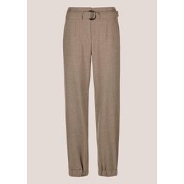 Madeleine Mode Cargohose MADELEINE "Cargo-Pants L&auml;ssige Damenhose mit G&uuml;rtel und Gummisaum", Damen, Gr. 34, N-Gr, beige (cappuccino, berber, melange), Obermaterial: 63% Polyester PES. 32% Viskose CV. 5% Elasthan EL., Hosen Cargohose