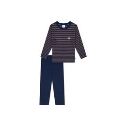 Schlafanzug Schiesser "Pyjama Kids Nightwear", Jungen, Gr. 104, blau (dunkelblau), Obermaterial: 100% Baumwolle CO., Homewear-Sets Schlafanzug