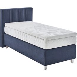 Boxspringbett, blau (navy), B:105cm L:210cm, Bezug: 100% Polyester;Polsterung: 100% Polyester, Westfalia Schlafkomfort, Komplettbetten, Boxspringbett, wahlweise mit Bettkasten und Topper