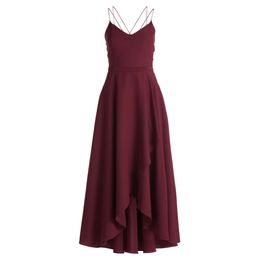 Abendkleid Vera Mont "Abendkleid mit Volant", Damen, Gr. 38, EURO, rot (wild ruby), Obermaterial: 100% Polyester PES., Kleider Abendkleid