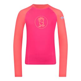 Funktionsshirt Trollkids "KIDS KVALVIKA SHIRT", Kinder, Gr. 128, bright pink, watermelon, Obermaterial: 92% Polyester, 8% Elasthan, Rundhals, Shirts Funktionsshirt, Badeshirt mit UV-Schutz
