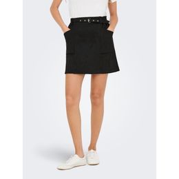 Minirock Only "ONLDIANE HEIDI LIFE FAUX SUEDE SKIRT OTW", Damen, Gr. XS (34), schwarz, Web, Obermaterial: 92% Polyester, 8% Elasthan, unifarben, kurz, R&ouml;cke Minirock