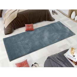 Teppich OCI DIE TEPPICHMARKE "NEW VILLA MELANGE, auch als L&auml;ufer und in rund", blau, B:80cm H:20mm L:250cm, Polypropylen, Teppiche, Teppich, dichter Shaggy, melierte uni Farben, robuster Hochflor, Wohnzimmer