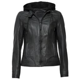 Lederjacke Mustang "Lederjacke 31022243", Damen, Gr. XXL, schwarz (anthra), Obermaterial: 100% Lammleder LEL. Futter: 100% Baumwolle CO., Jacken Lederjacke