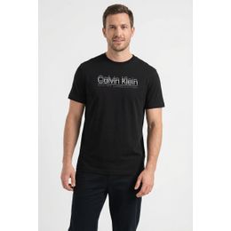 T-Shirt Calvin Klein, Herren, Gr. S, schwarz, Single Jersey, Obermaterial: 100% Baumwolle, unifarben, regular fit normal, Rundhals, abgesteppte Kante, Shirts T-Shirt, Rundhalsausschnitt, Regular Fit, Logoschriftzug