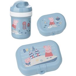 Koziol Peppa Pig Waves To Go Lunchbox Set 3 teilig mit 2 Boxen / Trinkflasche 200 ml - Lebensmittelbeh&auml;lter / Vorratsdosen
