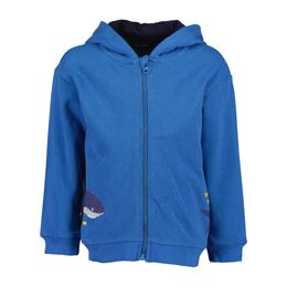 Kapuzensweatjacke Blue Seven, M&auml;dchen, Gr. 116, ocean, Sweatware, Obermaterial: 100% Baumwolle, bedruckt, unifarben, Basic normal, Rundhals, Rippb&uuml;ndchen, Sweatjacken Kapuzensweatjacke