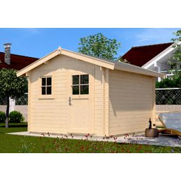 Gartenhaus Weka "107 Premium", beige (naturbelassen), Fu&szlig;boden im Gartenhaus, ohne Dacheindeckung, Massivholz, Gartenh&auml;user, Gartenhaus
