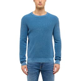 Cardigan Mustang "Herren Style Edward", Herren, Gr. XXL, mittelblau, Strick, 100% Baumwolle, regular fit, Rundhals, Strickjacken Cardigan