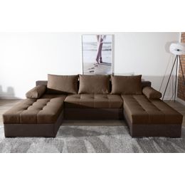 Wohnlandschaft Collection AB "Josy U-Form, B: 269 cm", braun (dunkelbraun,), B:269cm H:41cm T:161cm, 100%Polyester, Sofas, Wohnlandschaft, mit Bettfunktion & Bettkasten, Federkern