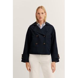 Cabanjacke Bugatti, Damen, Gr. 36, blau (390, marine), 65% Baumwolle, 35% Polyester, unifarben, regular fit, normaler Saum, Jacken Cabanjacke, wasserabweisend