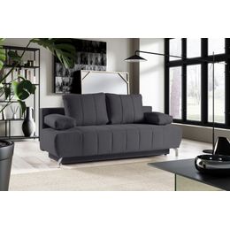 Schlafsofa WERK2 "Troya Bettsofa mit Bettkasten und Federkern, Breite 210cm", grau (antrazit), B:210cm H:95cm T:95cm, 100% Polyester, Sofas, Schlafsofa, 2-Sitzer Sofa und Schlafcouch mit Federkern & Bettkasten