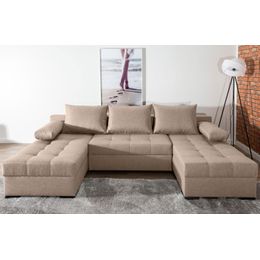 Wohnlandschaft Collection AB "Josy U-Form, B: 269 cm", beige, B:269cm H:41cm T:161cm, 100%Polyester, Sofas, Wohnlandschaft, mit Bettfunktion & Bettkasten, Federkern