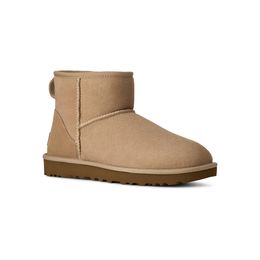 UGG Australia Schlupfboots UGG "Unisex Classic Mini II", M&auml;dchen, Gr. 11 (42), beige (sand), Veloursleder, Basic, Schuhe Schlupfboots, Bequemschuh, Freizeitschuh im Twinface-Design
