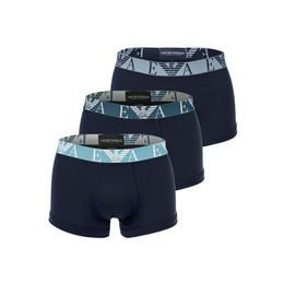 Boxershorts Emporio Armani "Boxershort BOLD MONOGRAM 3er Pack", Herren, Gr. XL, blau, Obermaterial: 95% Baumwolle CO. 5% Elasthan EL., Unterhosen Boxershorts