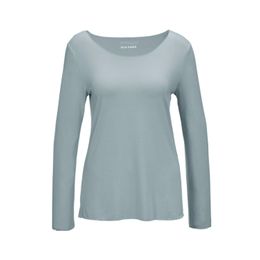 Longpullover GOLDNER "Kurzgr&ouml;&szlig;e Langarmshirt mit tonaler Zierkante", Damen, Gr. 23, gr&uuml;n (jade), Obermaterial: 90% Viskose CV. 10% Elasthan EL., Sonstiges, Pullover Longpullover, Ohne