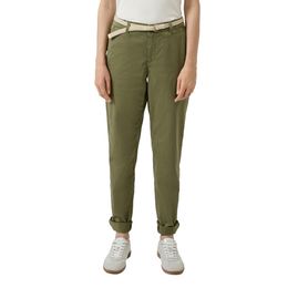 Chinohose s.Oliver, Damen, Gr. 40, N-Gr, khaki, Web, Obermaterial: 98% Baumwolle, 2% Elasthan. Futter: 100% Baumwolle, unifarben, regular fit kn&ouml;chellang, Hosen Chinohose, mit G&uuml;rtel