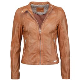Lederjacke Mustang "Lederjacke Marianne", Damen, Gr. S, braun (cognac), Obermaterial: 100% Lammnappaleder LANA. Futter: 100% Baumwolle CO., Jacken Lederjacke