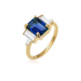 Silberring Elli Premium "Ring Topas Gr&uuml;n 925 Sterling Silber Gold-plated" Gr. 58, blau, Fingerringe, Damen, 58, Silber 925 (Sterlingsilber), Silberring