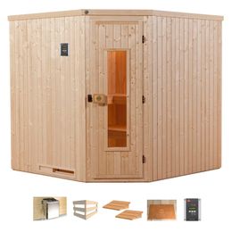Sauna Weka "Varberg 3", beige (natur), Bio-Ofen, externe Steuerung, 7,5 kW, Saunen, Sauna, 7,5 kW Bio-Ofen mit ext. Steuerung